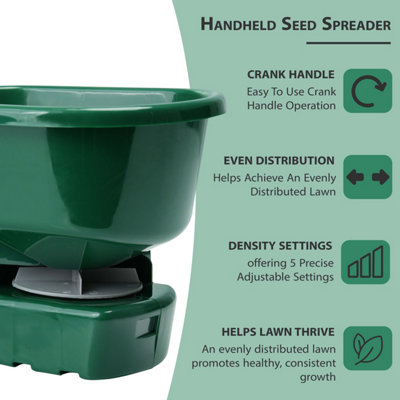 3L Hand Held Lawn Seed & Fertiliser Spreader Easy Handy Lawn Feed Distribution