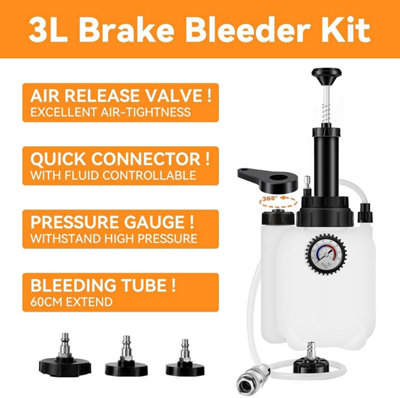 3L Pressure Brake Clutch Fluid Bleeder Bleeding Kit Car Bleed Oil ...