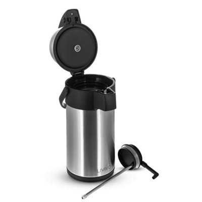 3L PUMP ACTION VACUUM FLASK - STEEL