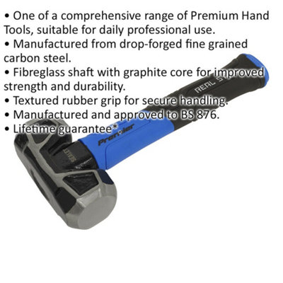 3lb Club Hammer with Fibreglass Shaft - Durable Drop Forged Carbon ...