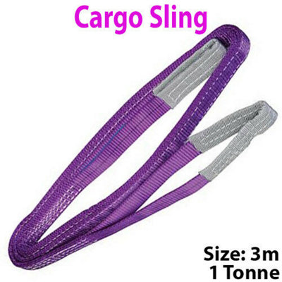 3m 1 Tonne (1000KG) Flat Webbing Strong Cargo Sling Lifting Crane Hoist ...