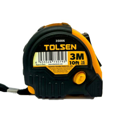 3m / 10ft x 16mm Steel Tape Measure, Yellow Wear Resistant Coating With ...