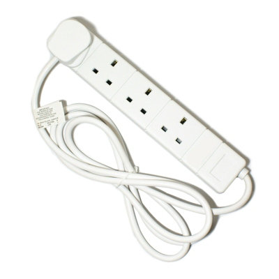 3m 4 Way Mains Power Gang Extension Socket Multi Plug Splitter Adapter ...