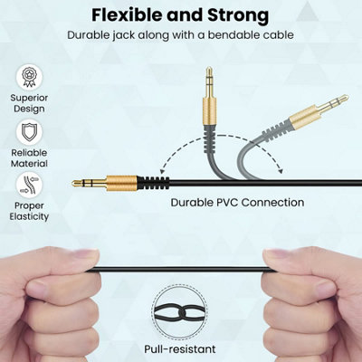 3M AUX Cable, Premium 3.5mm Male to Car AUX Plug Stereo Cable Lead ...