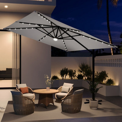 3m Cantilever Parasol with Solar LED Lights and 360 Degree Rotation ...