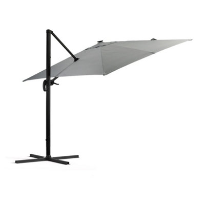 3m Cantilever Parasol with Solar LED Lights and 360 Degree Rotation ...