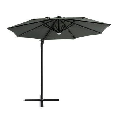 3M CANTILEVER PARASOL WITH SOLAR LIGHT AND PARASOL BASE