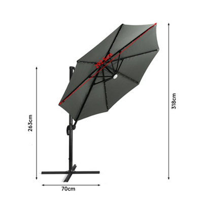 3M Cantilever Parasol with Solar Light and Parasol Base