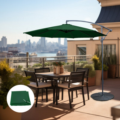 3M Garden Patio Green Banana Parasol Cantilever Umbrella w/ Base Cover ...