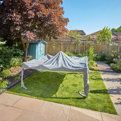 3m Grey Gazebo with Sides Windows Zip Up Marquee Outdoor Garden Party Tent