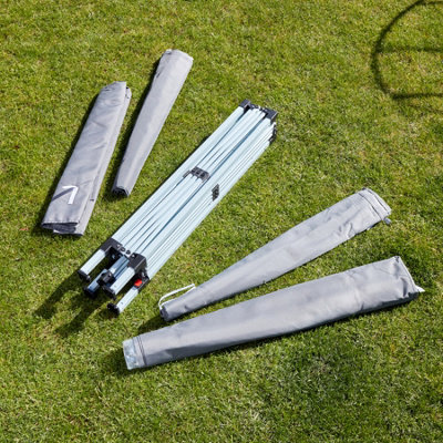 3m Grey Gazebo with Sides Windows Zip Up Marquee Outdoor Garden Party Tent