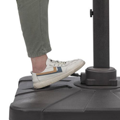 3m GREY Square SOLAR LED Overhanging Parasol with base ( 2 boxes /set )