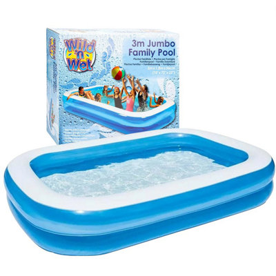 3m Jumbo Family Paddling Pool Large Kids Garden Pool 3m x 1.8m x 56cm