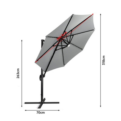 3M Large Canopy Tilting Garden Rome Umbrella Cantilever Parasol with ...