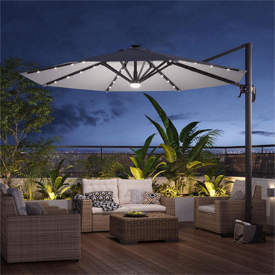 3M Large Canopy Tilting Garden Rome Umbrella Cantilever Parasol with ...