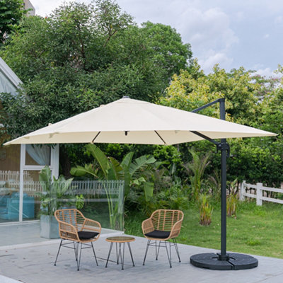 3M Large Square Canopy Rotatable Tilting Garden Rome Umbrella ...