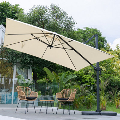 3M Large Square Canopy Rotatable Tilting Garden Rome Umbrella ...