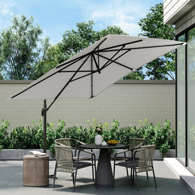 3M Light Grey Canopy Tilt Garden Roman Umbrella with Cross Base