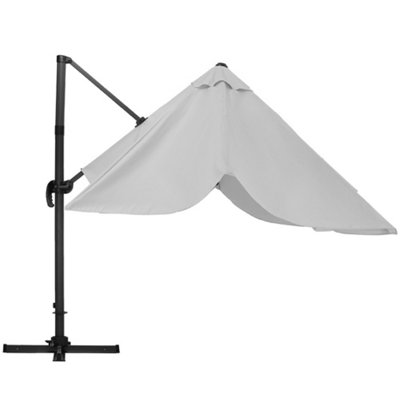 3M Light Grey Canopy Tilt Roman Umbrella with Square Fillable Base