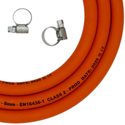 3m of LPG Gas Hose Pipe with 2 Clamps - 8mm 5/16" High-Pressure Propane ...