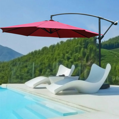 Buy 3M Outdoor Garden Wine Red Cantilever Banana Umbrella Parasol with ...