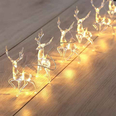 3M Reindeer LED String Lights Battery Operated Christmas Decor