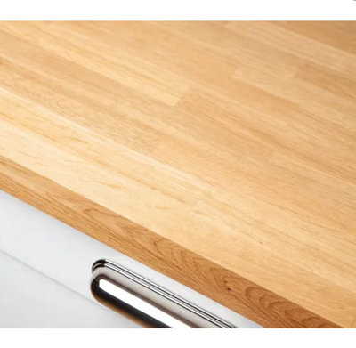 Buy 3m Solid Oak Kitchen Breakfast Bar WTC Elegant Solid Wood Oak 3mtr ...