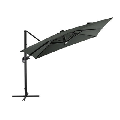 3M Square Cantilever Parasol with Solar Light and Parasol Base