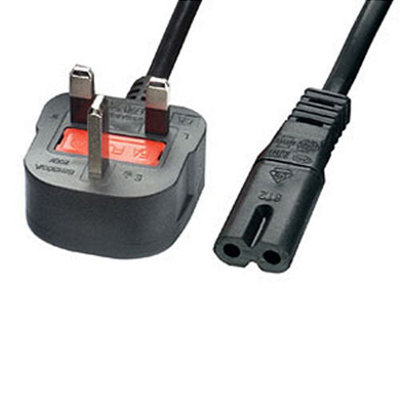 3m UK Mains Plug to C7 Figure 8 Power Cable - 240V & 3A Fuse - TV ...
