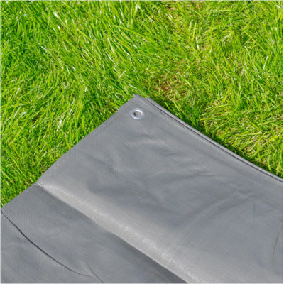 3m x 3m Grey L-Grade Tarpaulin with 10 Meters x 6mm Bungee Rope