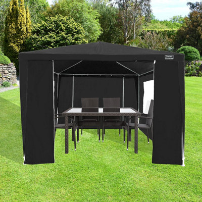 3m x 3m in Black with 4 Side Walls Steel Frame Marquee Canopy Party ...