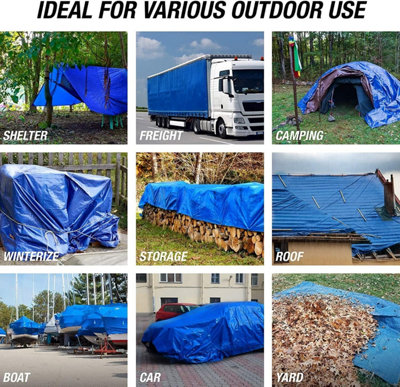 3m x 3m Tarpaulin Multi-Purpose Waterproof, UV Resistant Ground Sheet ...