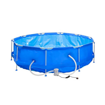 3m x 76cm Giant Round Framed Pool with 4200L Capacity and Filtration Pump