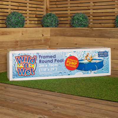 3m x 76cm Giant Round Framed Pool with 4200L Capacity and Filtration Pump