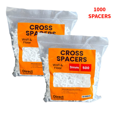 3mm Wall & Floor Tile Spacers 1000 Pack - White Tile Installation Tools