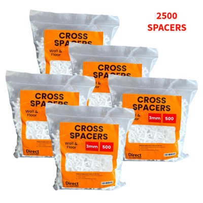 3mm Wall & Floor Tile Spacers 2500 Pack - White Tile Installation Tools