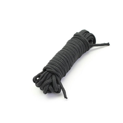 3mm Wide Nylon Braided Cord Rattail Cord, Black - 10 Metres