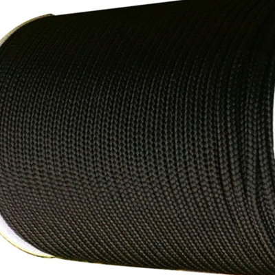3MM WIDE NYLON BRAIDED CORD RATTAIL CORD, BLACK - 5 METRES