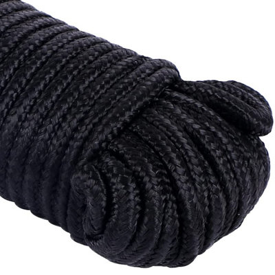 3MM WIDE NYLON BRAIDED CORD RATTAIL CORD, BLACK - 5 METRES