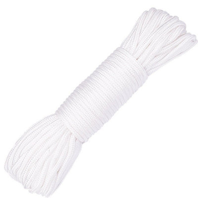 3mm Wide Nylon Braided Cord Rattail Cord, White - 1 Metre