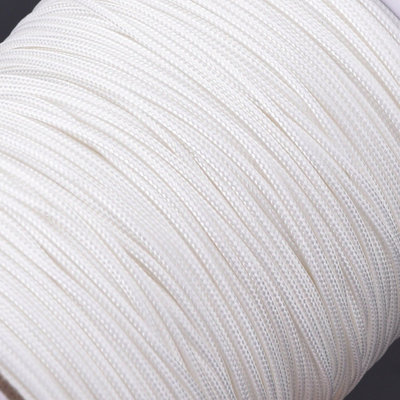 3mm Wide Nylon Braided Cord Rattail Cord, White - 25 Metres