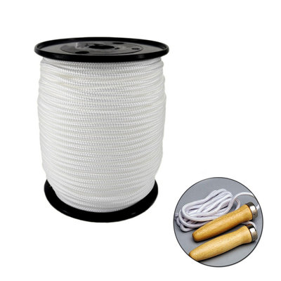 3mm Wide Nylon Braided Cord Rattail Cord, White - 25 Metres