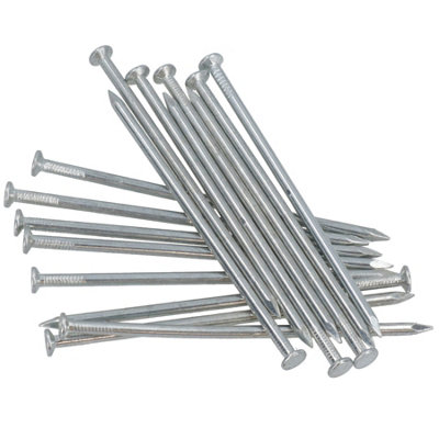 3mm x 100mm Round Headed Wire nails For Concrete Brick Wood 32pc Zinc ...