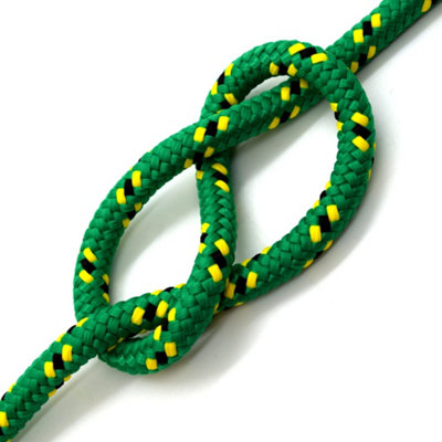 3mm x 5 metres / 16.4 ft of Green & Yellow Polypropylene Rope, Solid ...