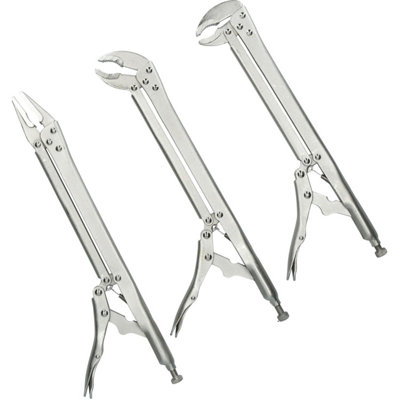 3pc 15" Extra Long Nose Locking Pliers Mole Grips Straight 45 + 90 ...