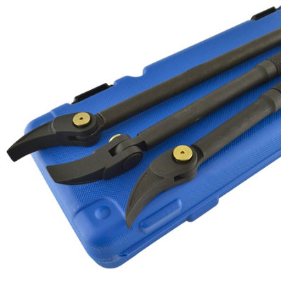 3pc Adjustable Pry Bar 10" 12" 15" Locking Crow Wrecking Bar Angle Foot