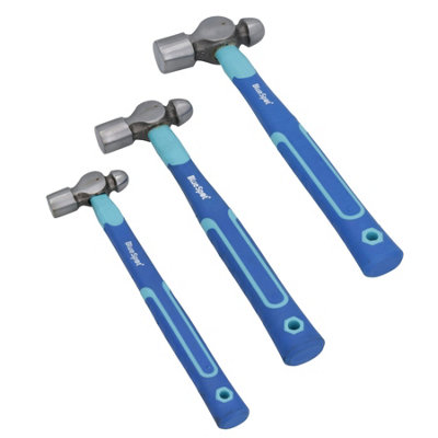 3pc Ball Pein Hammer Set With Fibreglass Handles + TPR Grip 8oz 16oz ...