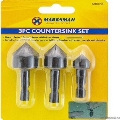 3PC Countersink Drill Bit Set Hole Maker Power Tool Wood Metal Plastic ...