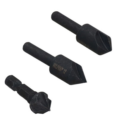3pc Countersink Drill Bits Boring 70 + 90 Degree Chamfer For Soft Metal ...