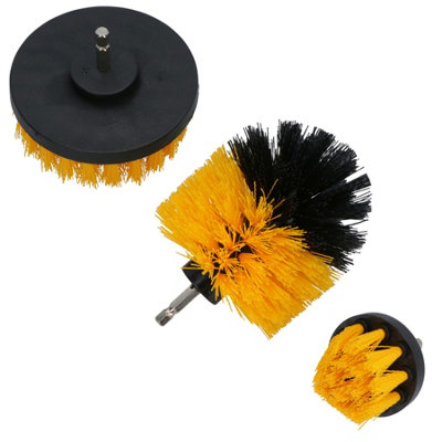 3pc Drill Powered Cleaning Brush Set Nylon Bristles Scrubber Bathroom ...
